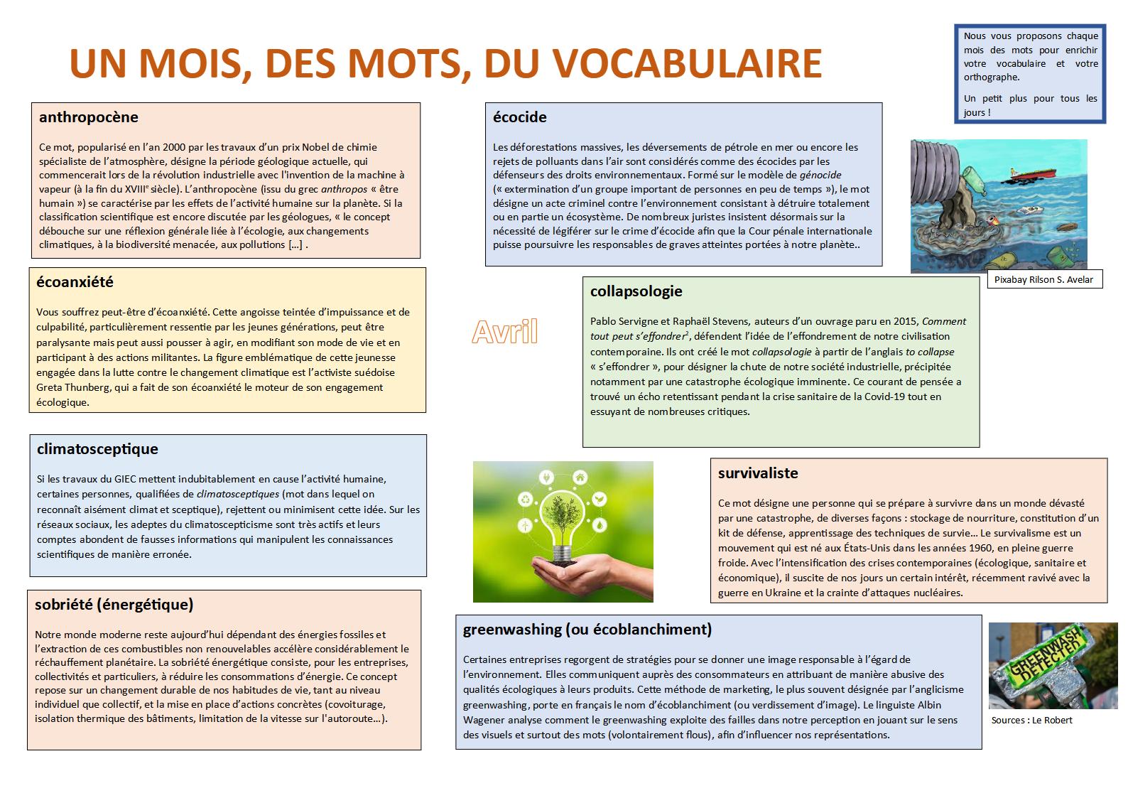 Un mois, des mots, du vocabulaire - CDI - Lycée Polyvalent Charles Et ...
