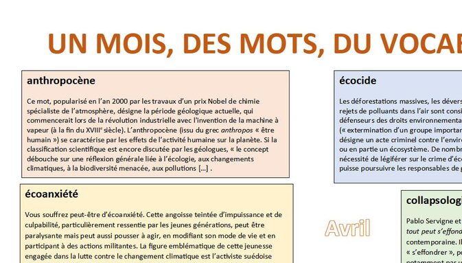 Un mois, des mots, du vocabulaire - CDI - Lycée Polyvalent Charles Et ...